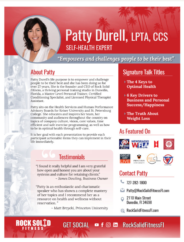 Rock Solid Fitness FL - Hire Patty Durell As A Speaker